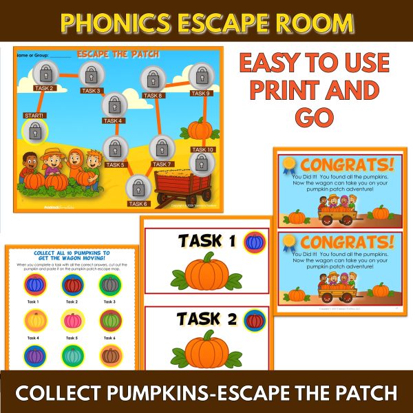 Pumpkin Patch Escape Room | Fall Phonics Game CVC Short Vowel Review ...