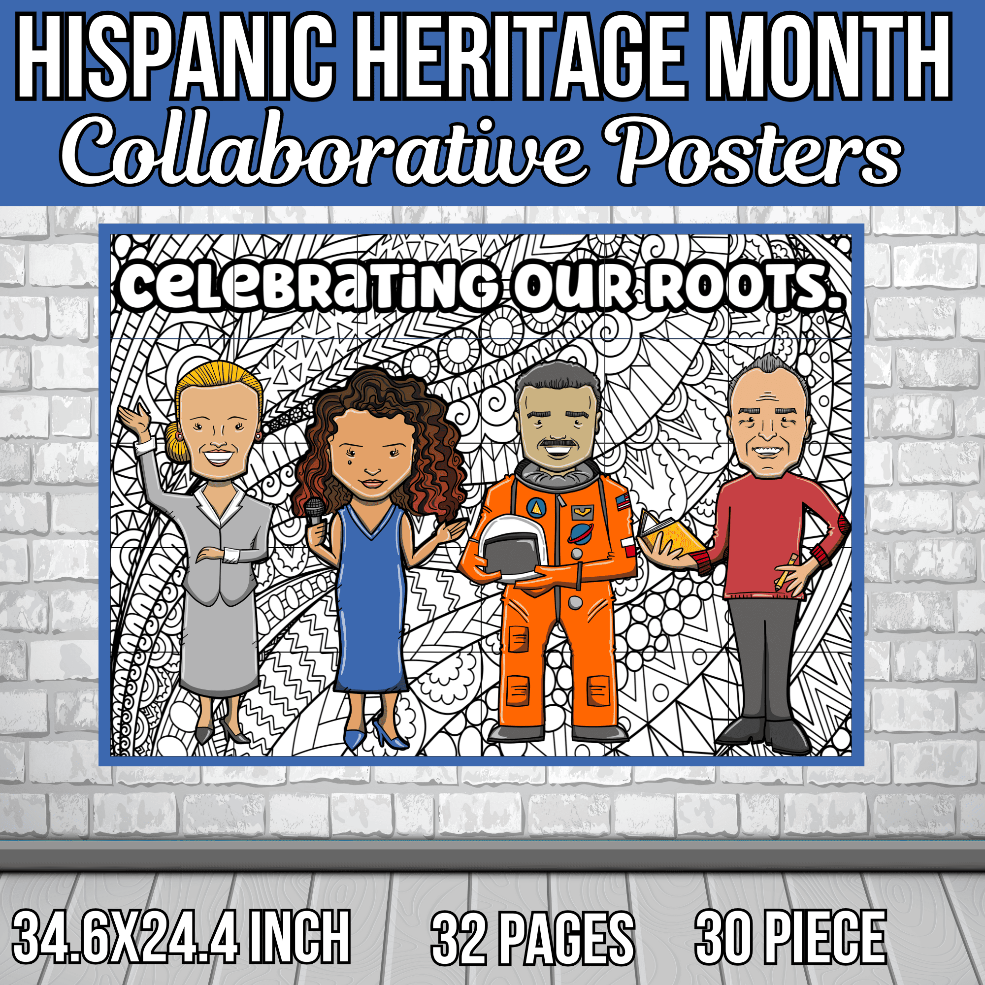 French Hispanic Heritage Month Collaborative Posters Art Coloring Pages ...