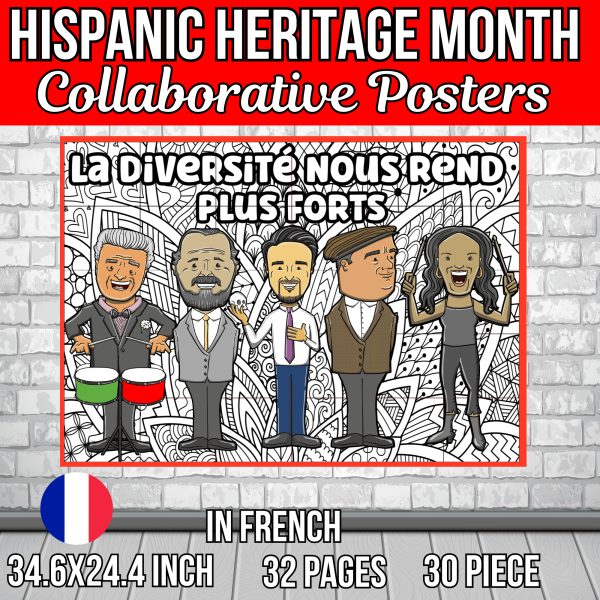 French Hispanic Heritage Month Collaborative Posters Art Coloring Pages ...
