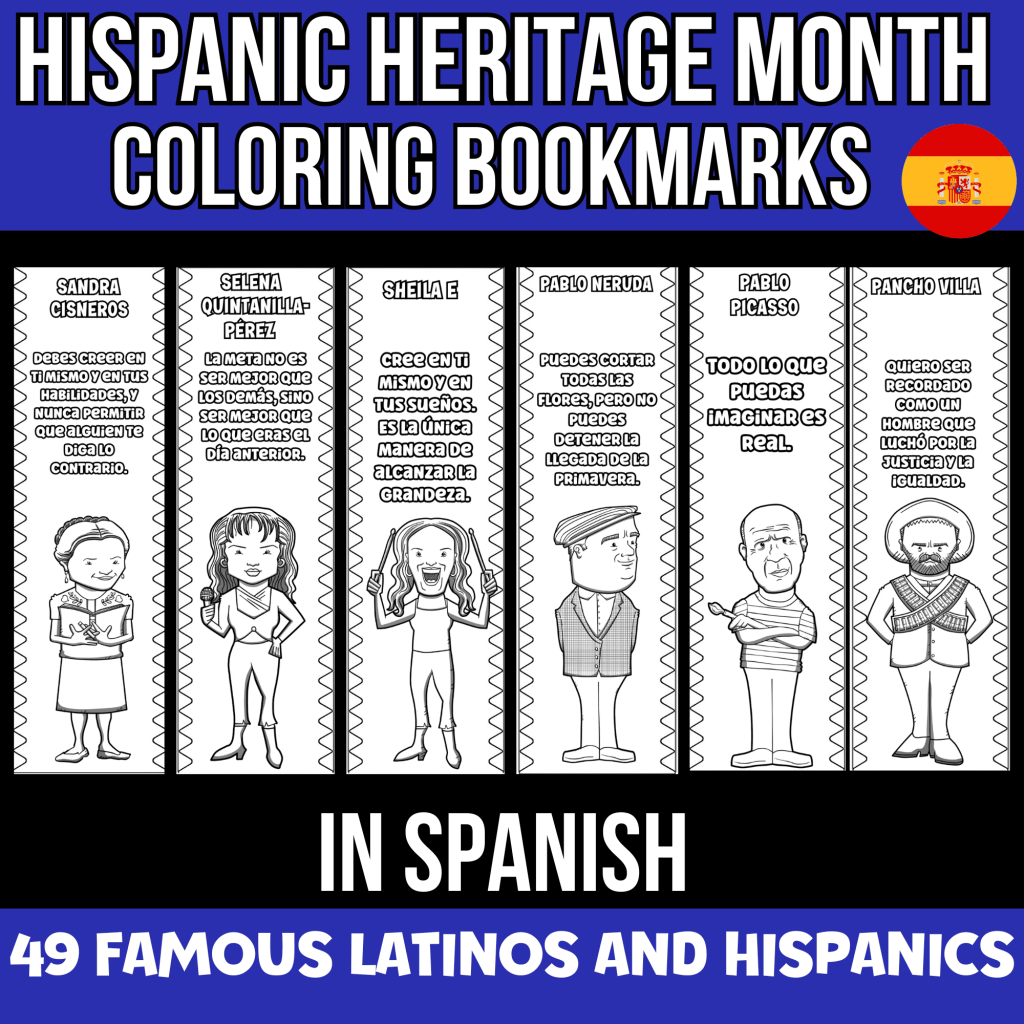 Spanish Hispanic Heritage Month Coloring Bookmarks | Made By Teachers