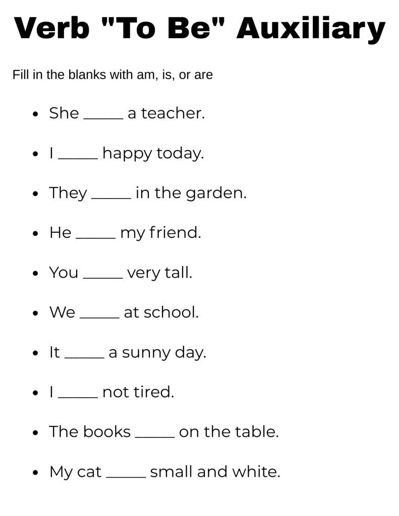 Verb "To Be" Auxiliary - Made By Teachers