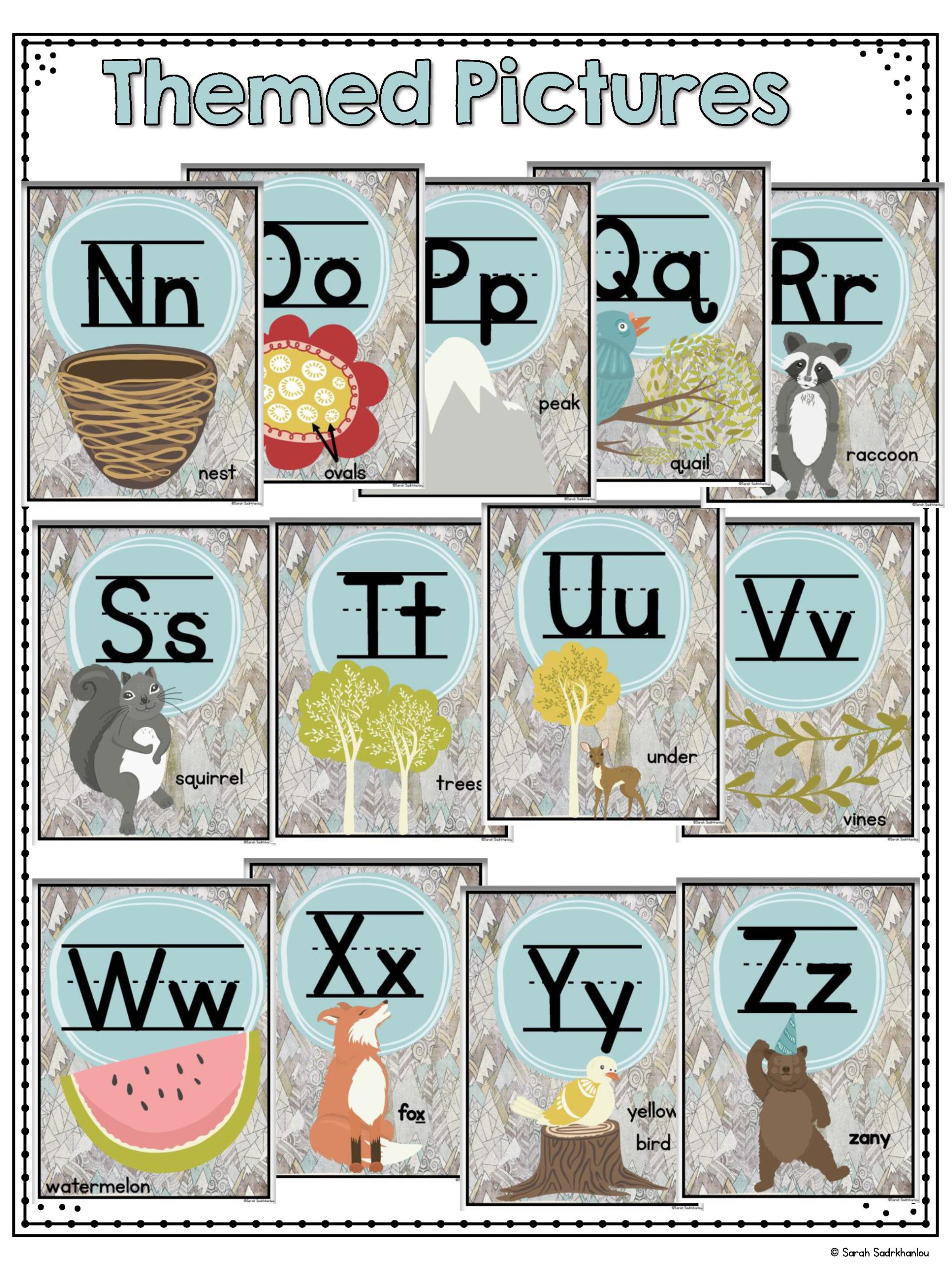 Mountain Woodland Animals Alphabet Line Print and Cursive - Made By ...