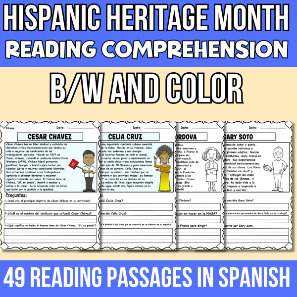 Spanish Hispanic Heritage Month Reading Comprehension Passages and ...