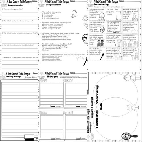 A Bad Case Tattle Tongue Book Companion Reading Comprehension - Made By ...