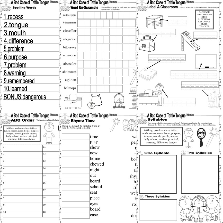 A Bad Case Tattle Tongue Book Companion Reading Comprehension - Made By ...