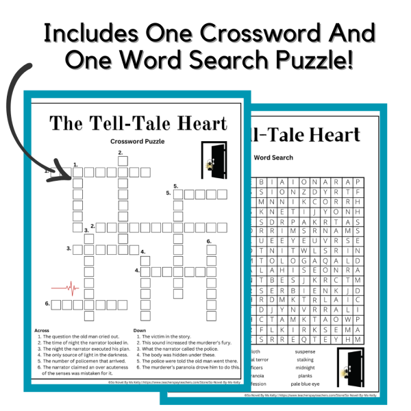 Crossword Puzzle and Word Search for The Tell-Tale Heart Edgar Allan ...