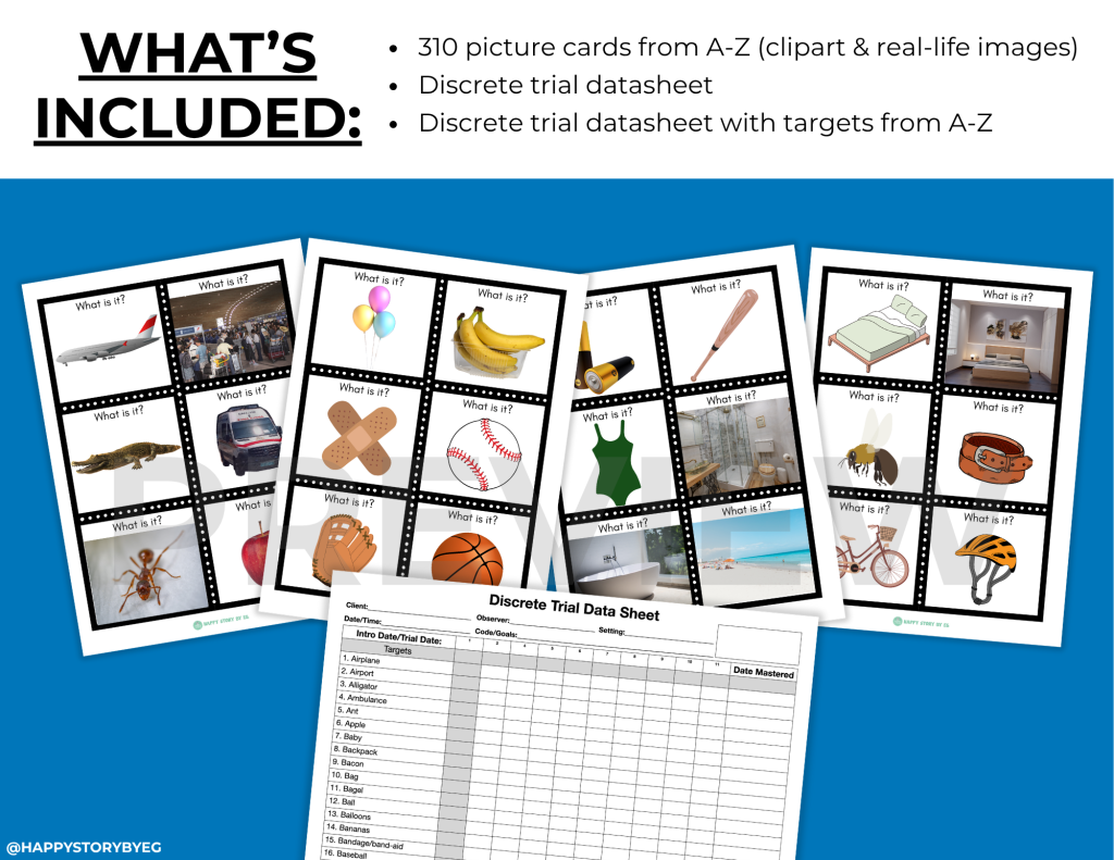 Verbal Behavior ABA Noun Picture Cards for Tact and Listener Responding ...