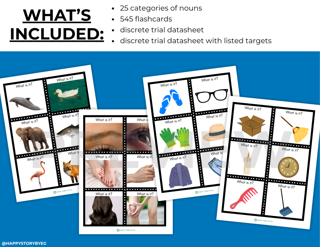 Verbal Behavior ABA Noun Flash Cards Tact and LR 545 25 Categories ...