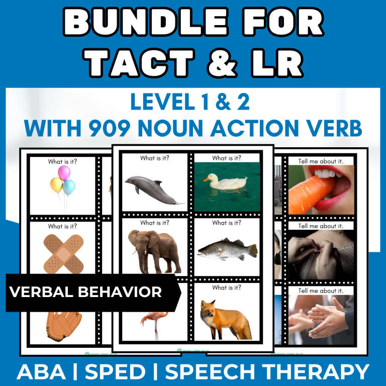 BUNDLE Verbal Behavior ABA 909 Noun and Action Verb Flash Cards for ...