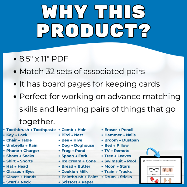Matching Things that Go Together 32 Sets of Associated Pairs Worksheet ...