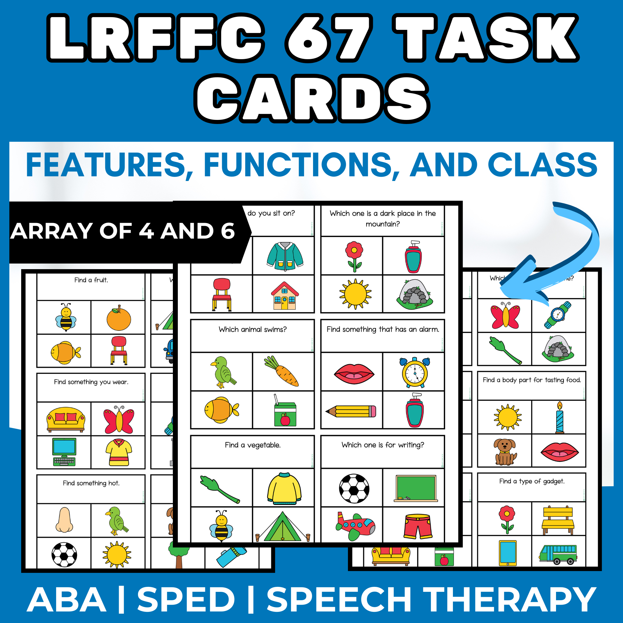 LRFFC ABA Verbal Behavior Array of 4 and 6 Task Cards Feature Function ...