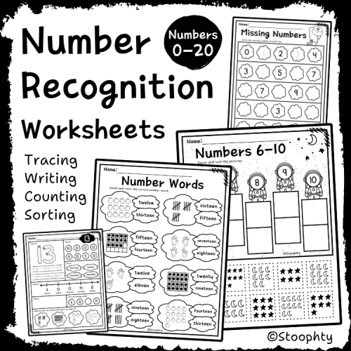 Tracing, Writing, Counting, and Sorting (0-20) | Number Recognition ...