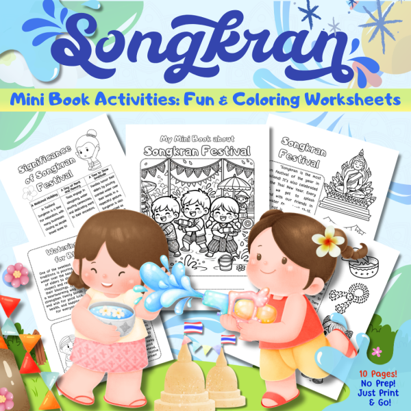 Thailand Songkran Festival Mini Book&Activities Fun Coloring&Worksheets ...