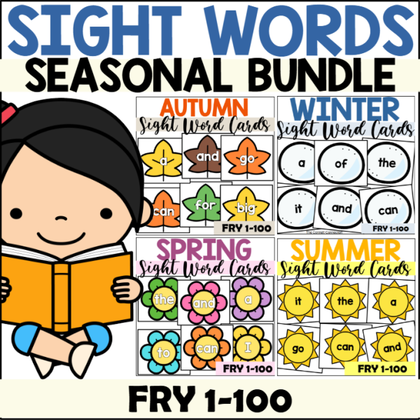 Fry 1-100 Sight Word Cards Seasonal Bundle | Made By Teachers