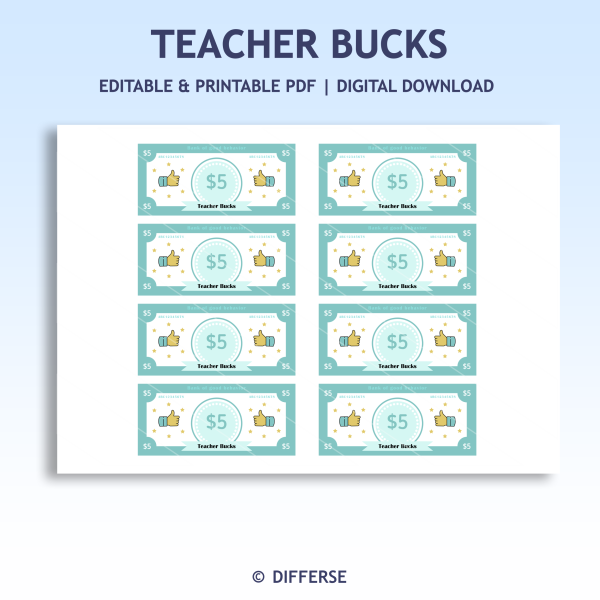 Editable Teacher Bucks | Good Behavior Bucks | Reward System | Student ...