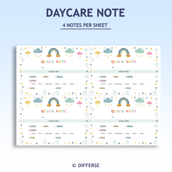 Daycare Note | Pre-K Quick Note | Teacher Parent Communication ...