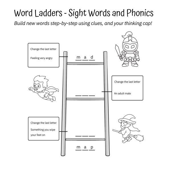 Word Ladders for Beginners, Animals, Phonics and Sight Words 60 ladders ...