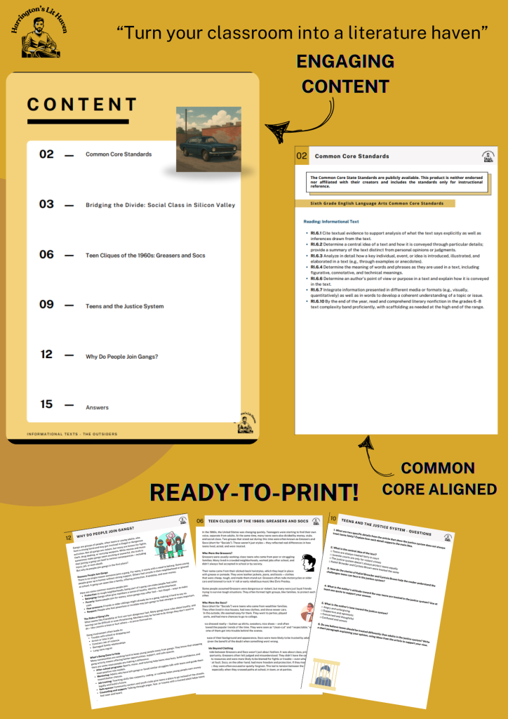 The Outsiders Paired Informational Texts | Made By Teachers