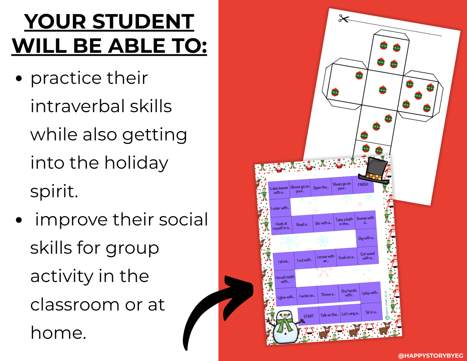 Christmas Board Games ABA Verbal Behavior Intraverbal Fill-ins and WH ...