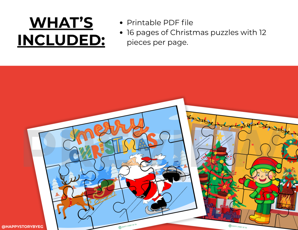 Christmas Puzzles Printable Activities 16 sets | Christmas Jigsaw ...