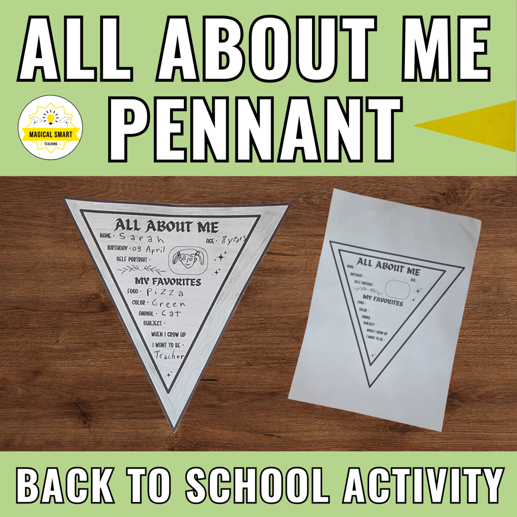 All About Me Pennant Banner First Day of School Activity Craft - Made ...
