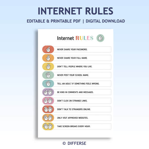 Internet Rules | Online Safety Poster | Internet Safety Rules | Digital ...