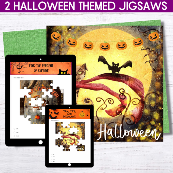 Halloween Percentages Color by Number and Digital Jigsaws and ...
