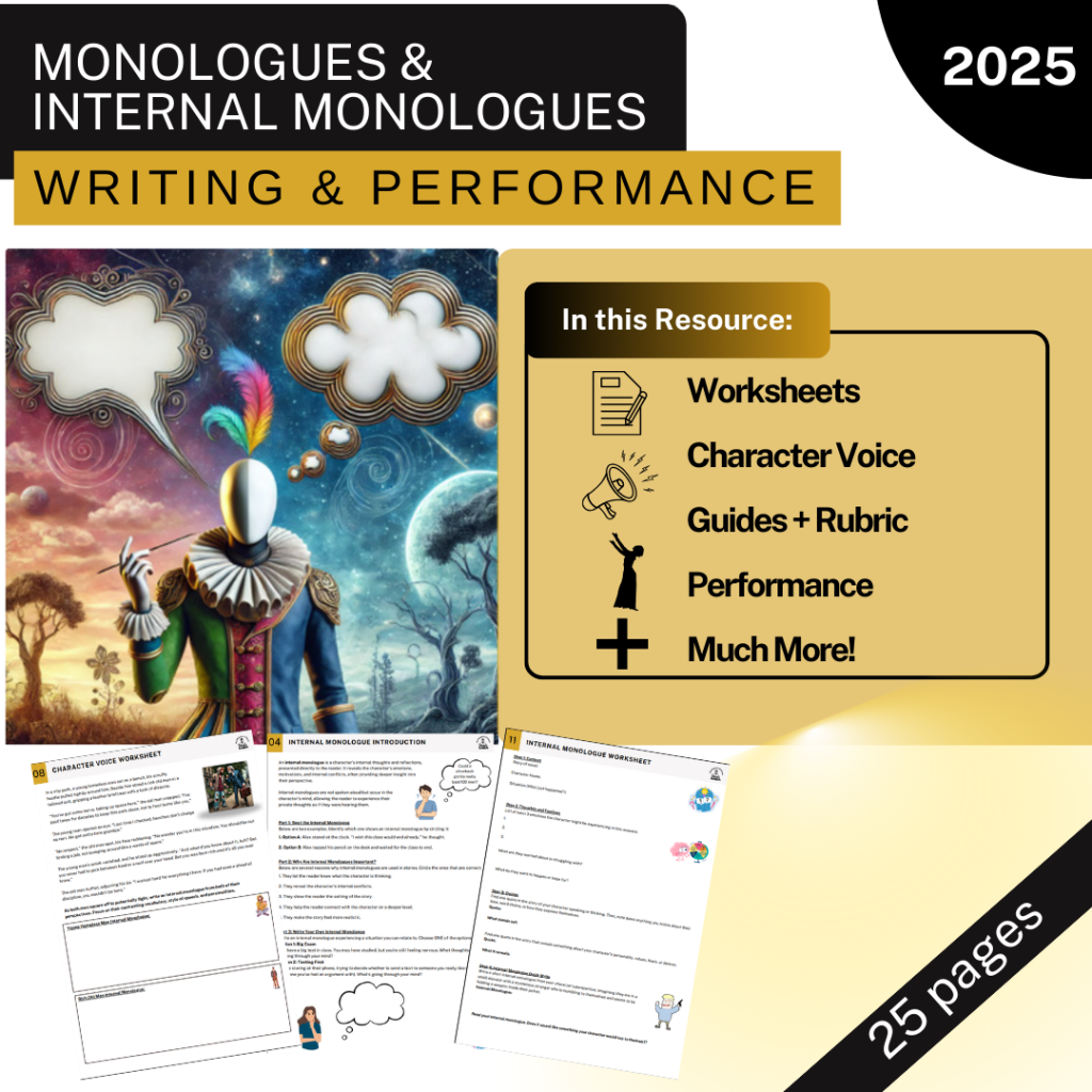 Monologues & Internal Monologues - Writing & Performing - No Prep ELA ...