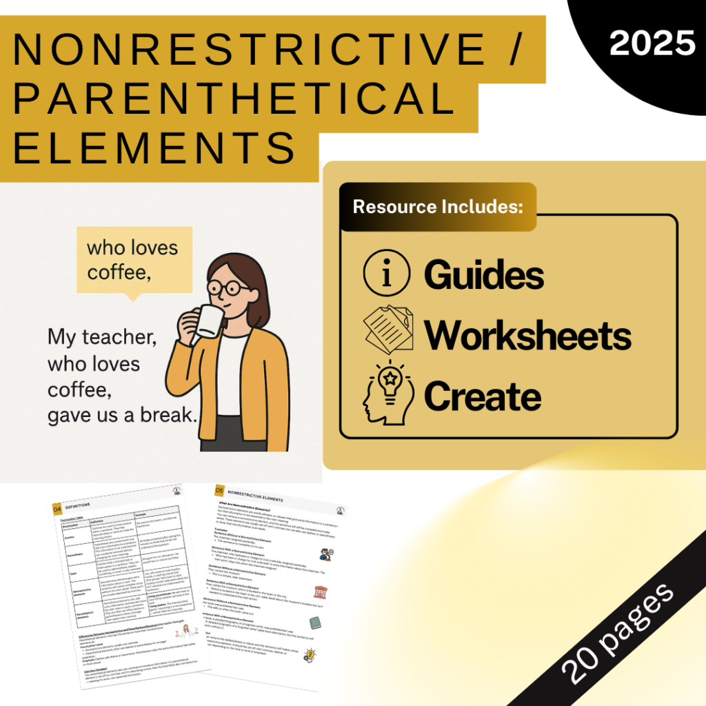 Nonrestrictive / Parenthetical Elements Lesson Plan - Commas ...