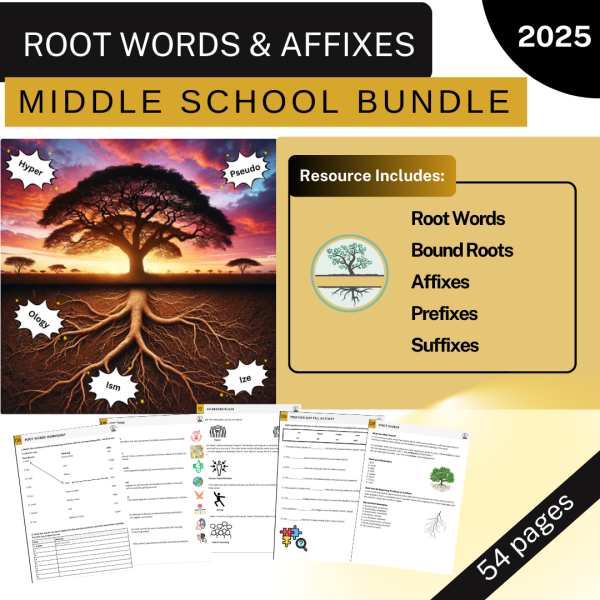Root Words & Affixes Middle School Bundle - Prefix, Suffix, Review ...