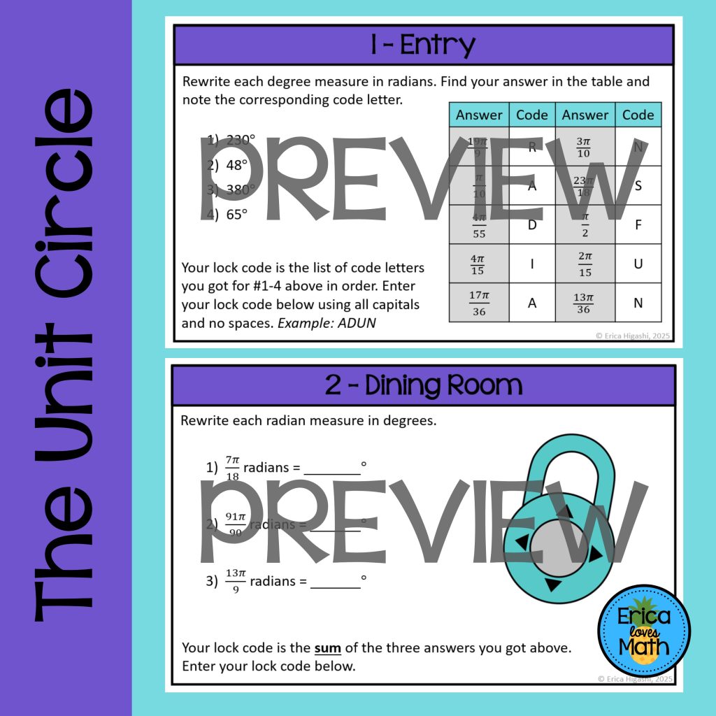 The Unit Circle Escape Room Activity (Digital & Printable) - Made By ...