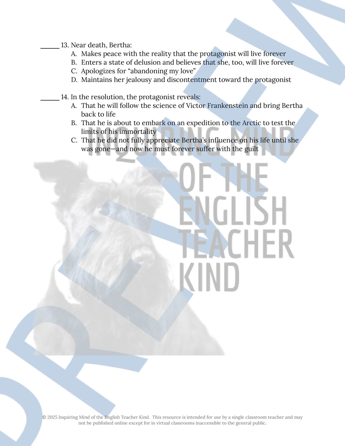 "The Mortal Immortal" by Mary Shelley Quiz, Analysis Worksheet, and ...
