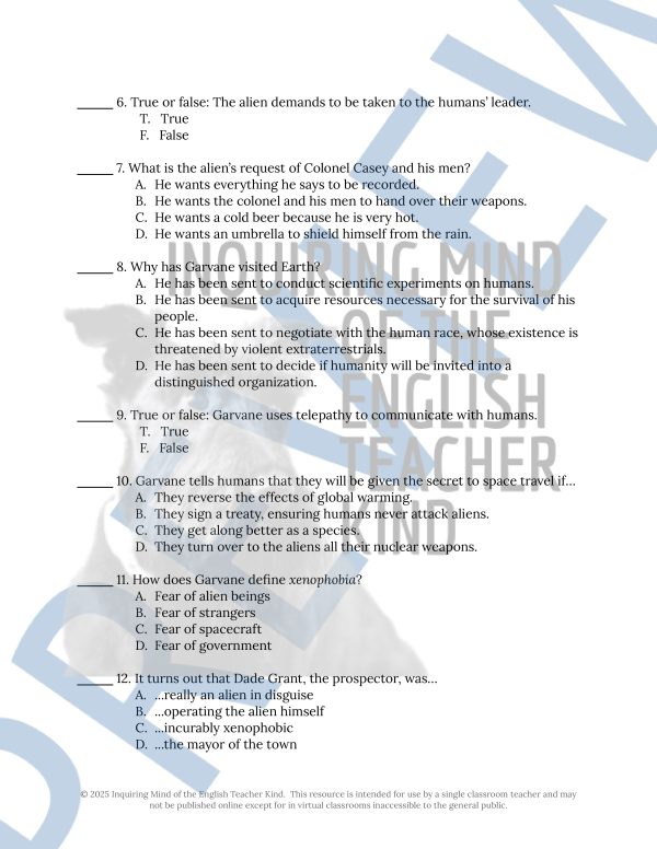 "Puppet Show" by Fredric Brown Quiz and Answer Key (Science Fiction ...