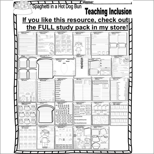 Spaghetti in a Hot Dog Bun Reading Quiz Test & Story Scene Sequencing ...
