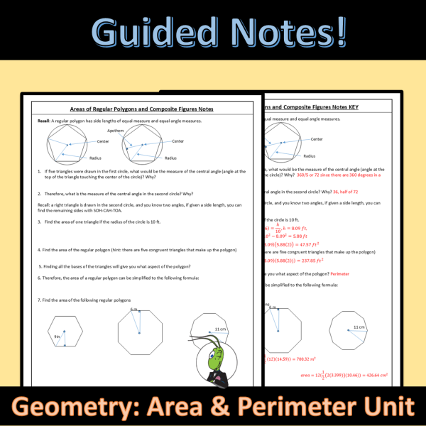 Area of Regular Polygons and Composite Figures Geometry Guided Notes ...