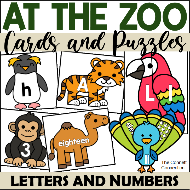Zoo Alphabet and Number Flash Cards and Puzzles | Made By Teachers
