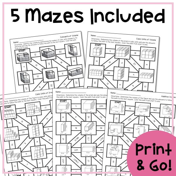 Volume Math Maze Worksheets Rectangular Prisms - 5th Grade - Made By ...