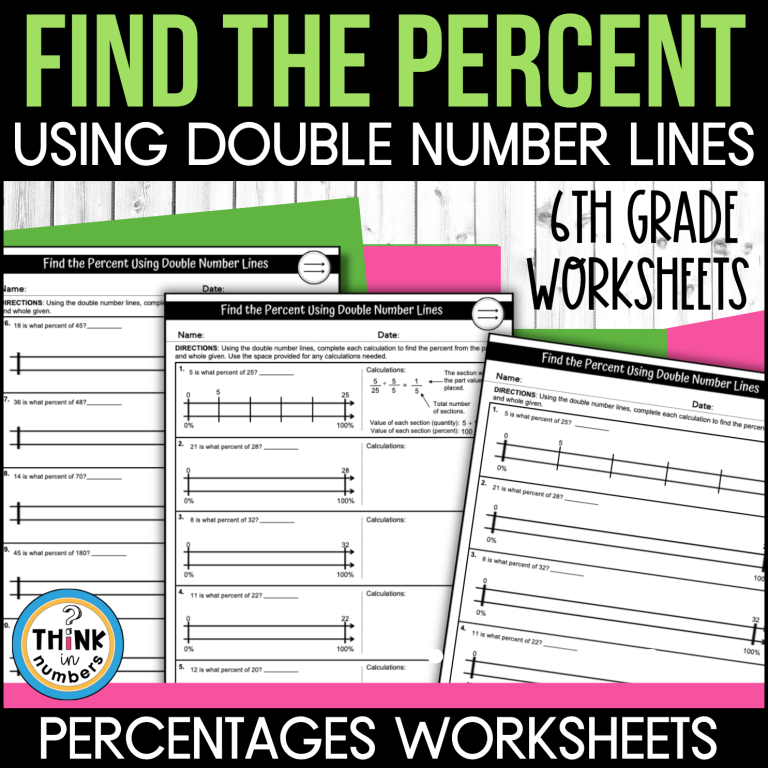 Percentages Using Double Number lines Worksheets and Editable Templates ...