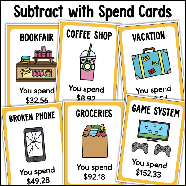 Adding and Subtracting Decimals to the Hundredths Earn & Spend Math ...