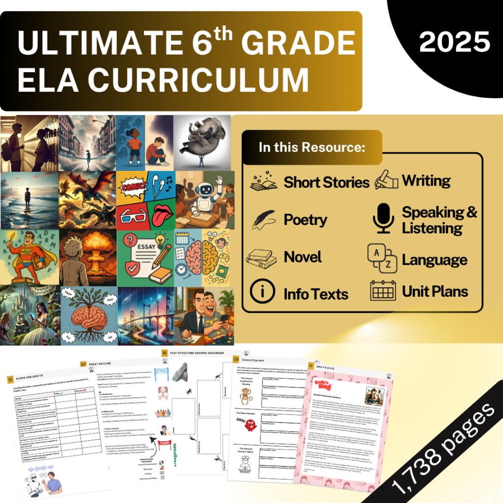 Ultimate Grade 6 ELA Curriculum - No Prep Lessons, 1738 Page | Made By ...