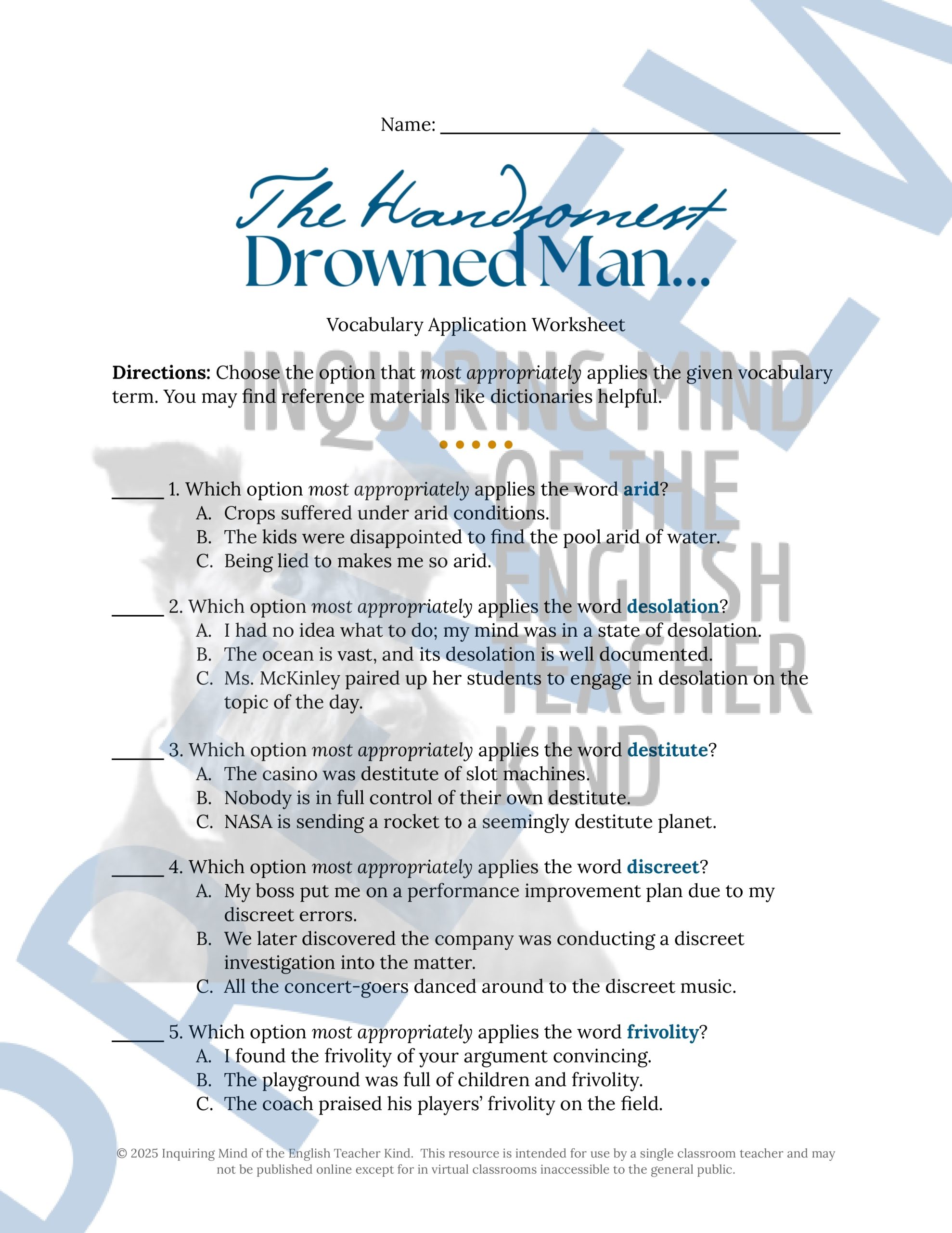"The Handsomest Drowned Man in the World" Quiz and Close Reading Bundle ...