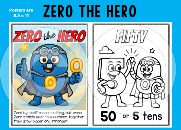Zero the Hero Tens Posters and Coloring Pages | Made By Teachers