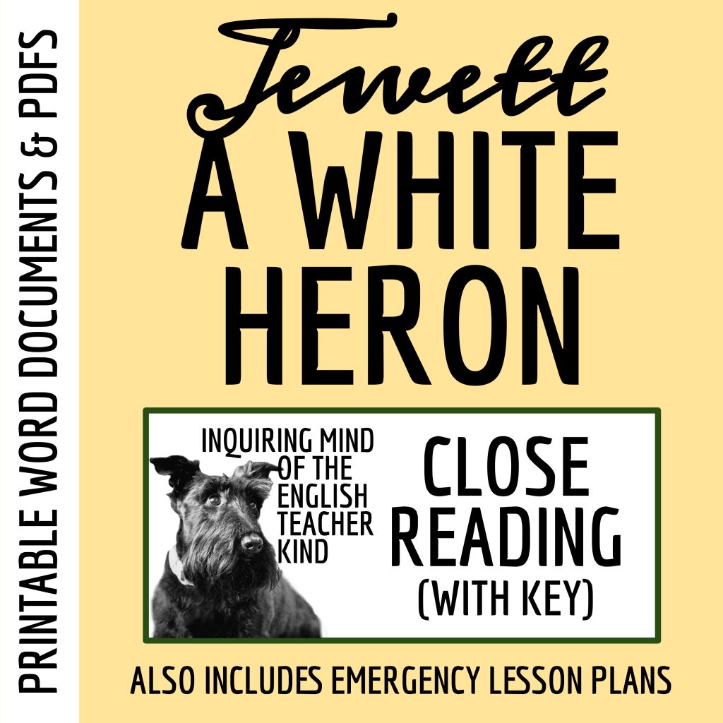 "A White Heron" by Sarah Orne Jewett Close Reading Worksheet and Lesson ...