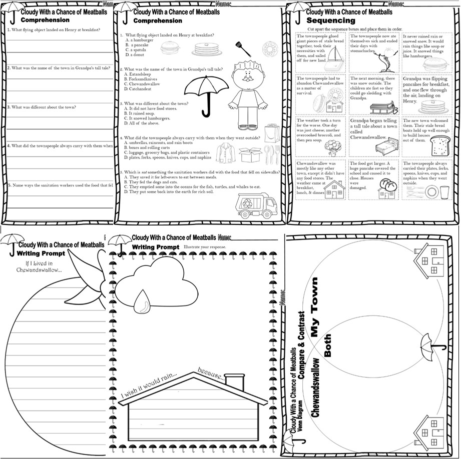 Cloudy With a Chance of Meatballs Read Aloud Book Study Companion ...