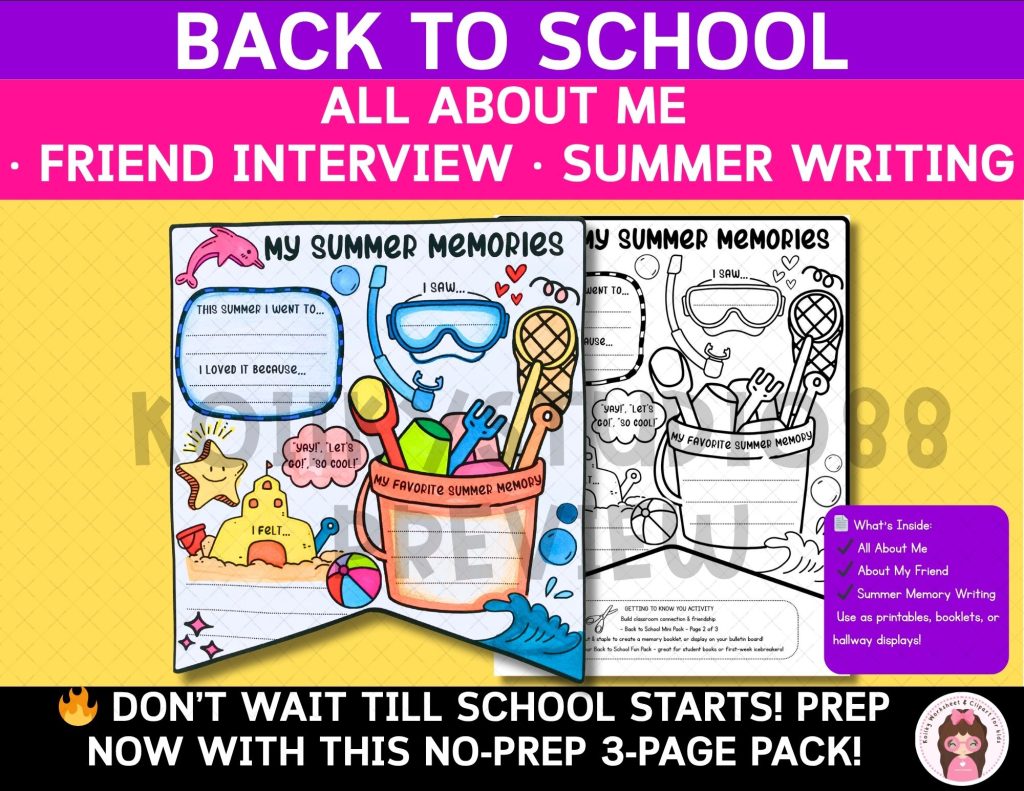Back to School All About Me Mini Booklet Activities for Kindergarten ...