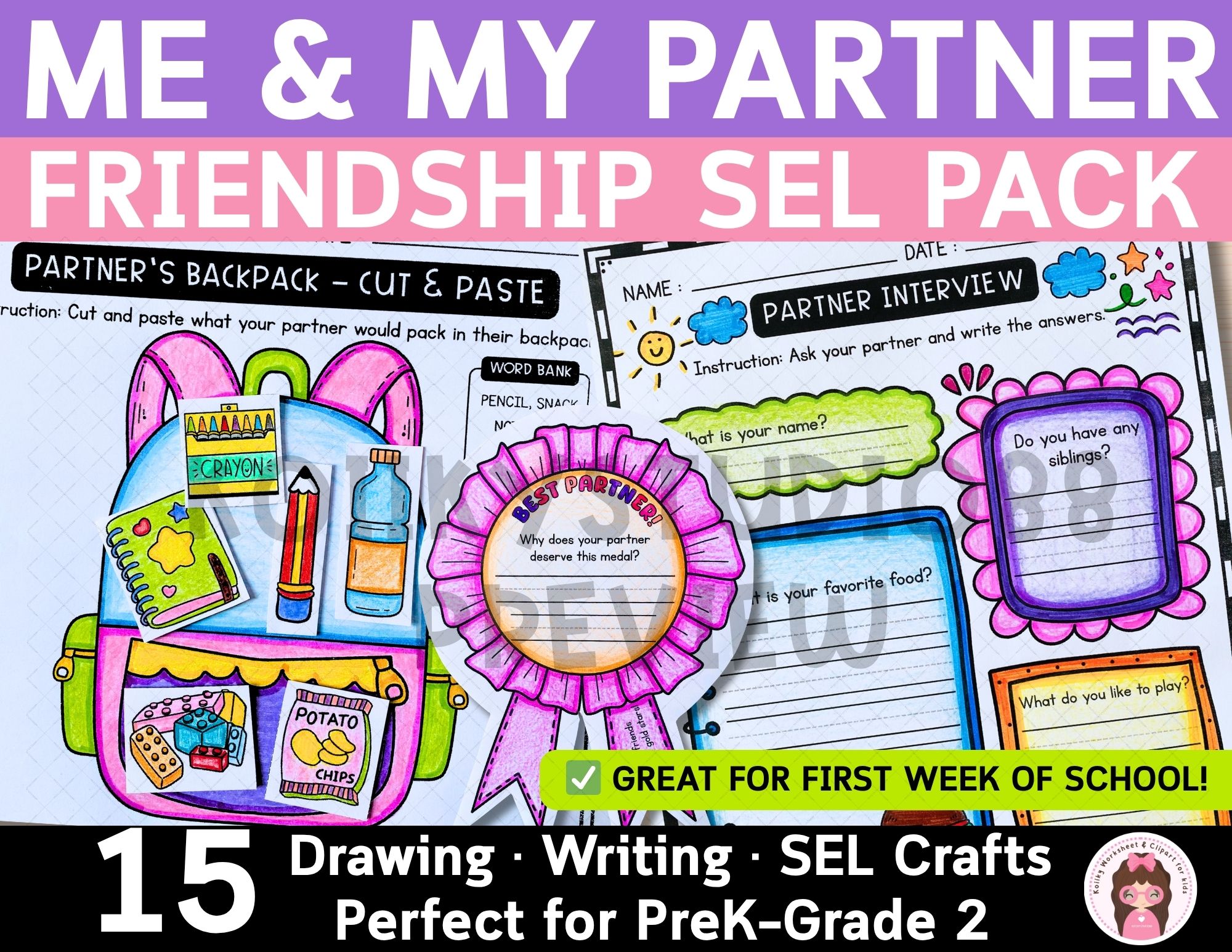 Friendship Activities SEL Pack for Partner Work | Me and My Partner ...