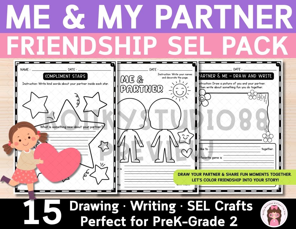 Friendship Activities SEL Pack for Partner Work | Me and My Partner ...