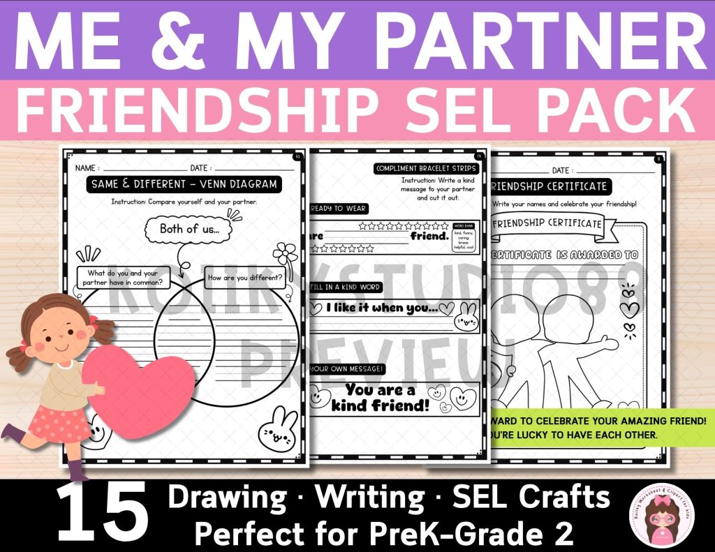 Friendship Activities SEL Pack for Partner Work | Me and My Partner ...