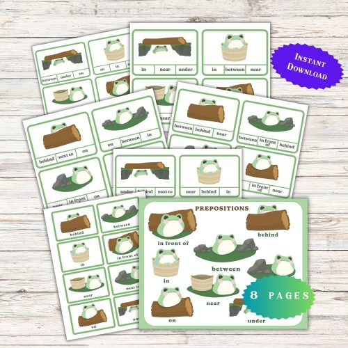 Frog Positional Words Printable Cards Montessori-Inspired Prepositions ...