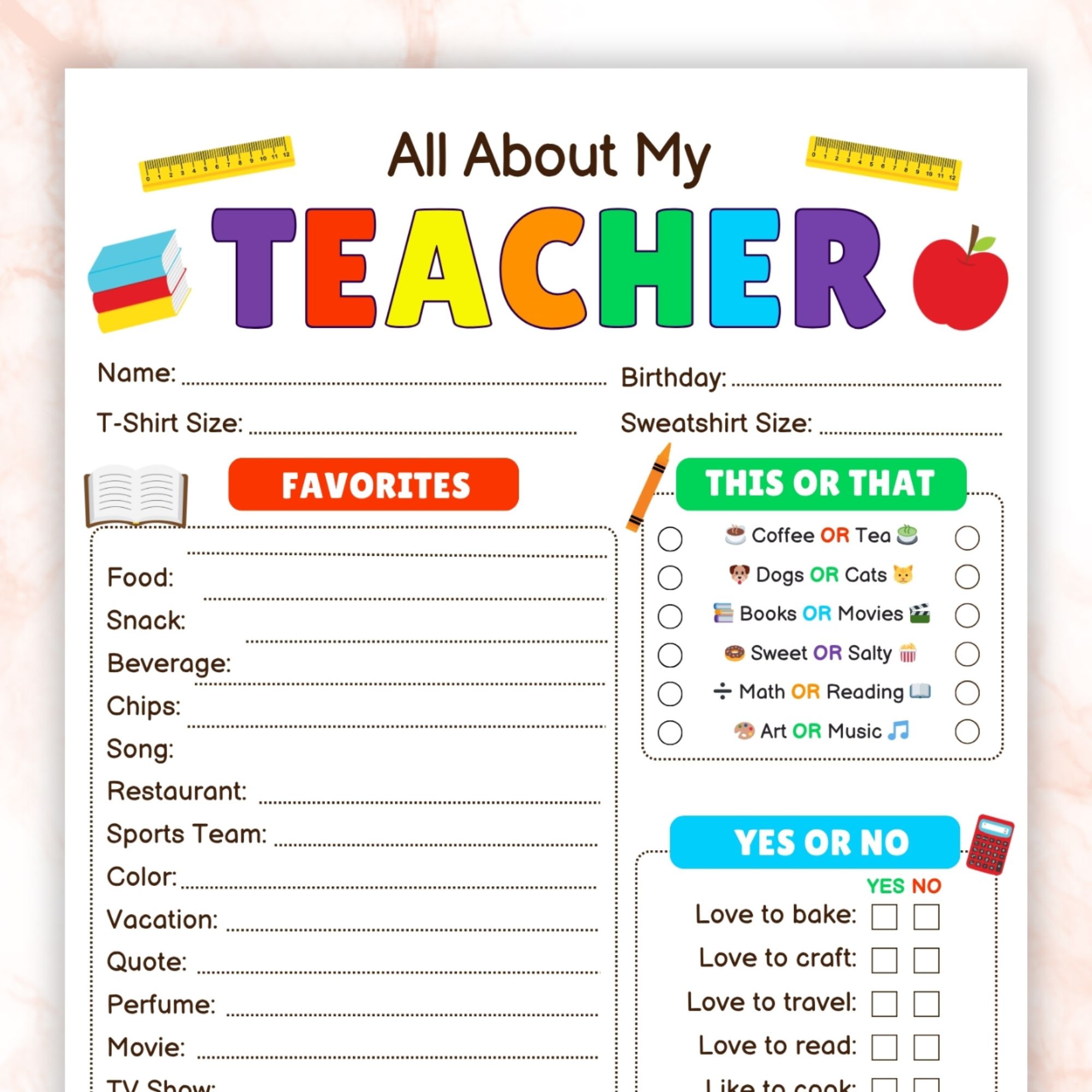 Editable All About My Teacher Template | Back to School Meet the ...